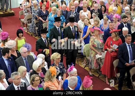 Hawick, UK. , . Hawick Cornet 2022, Greig Middlemass waves the Banner ...