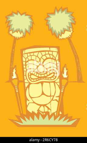 Retro tiki in an island setting with poster dimensions Stock Vector ...