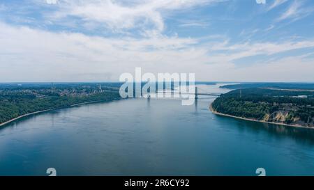 Aerial view of the Tacoma Narrows from above Point Defiance Stock Photo ...