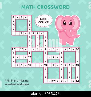 Math Crossword puzzle for children. Multiplication and division Stock ...