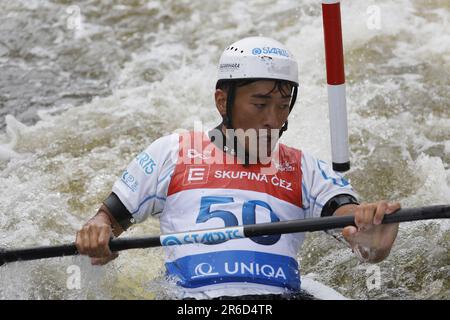 Saito Kosuke competes his qualification run on June 8, 2023 in Prague ...