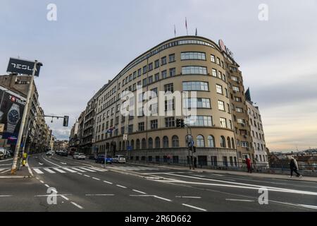 Belgrade: traffic at Brankov Most (bridge) in the evening. Belgrade ...