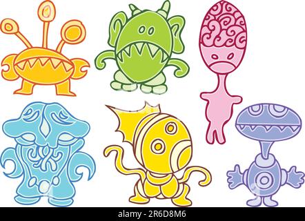 Set of 6 alien creatures from outer space Stock Vector Image & Art - Alamy