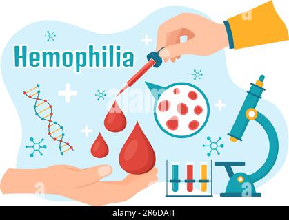 Hemophilia Vector Illustration with Doctor Examining Injured Knee or Joint and Blood Disorders ...