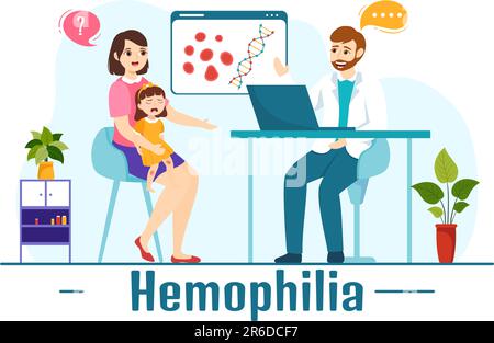Hemophilia Vector Illustration with Doctor Examining Injured Knee or Joint and Blood Disorders ...
