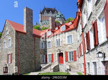 Old Quebec and Frontenac Castle viewed from lower city, Canada Stock ...
