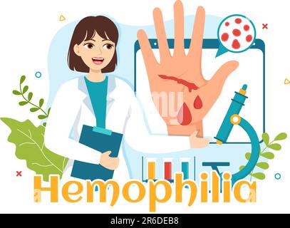 Hemophilia Vector Illustration with Doctor Examining Injured Knee or Joint and Blood Disorders ...