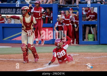 Florida State catcher Michaela Edenfield, left, and pitcher Kathryn ...