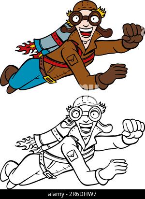 Flying man cartoon character design flat vector illustration isolated ...