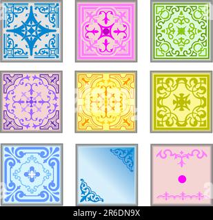 Set of decorative finishing ceramic tiles. Hand drawn vector ...