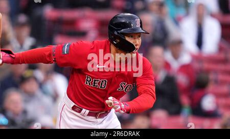 Boston Red Sox's Masataka Yoshida inning during a baseball game at Fenway Park, Tuesday, June 13 ...