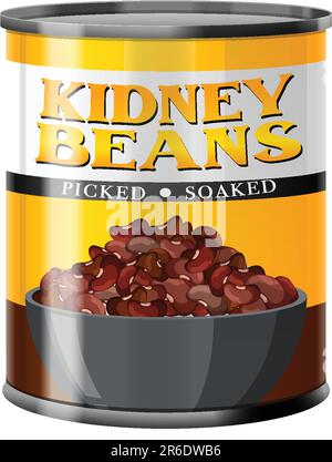 KIdney Beans in Food Can with Label Isolated illustration Stock Vector ...