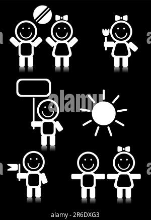 Stylized children symbols isolated on a white background Stock Vector ...