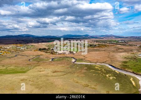 Aerial view of the Sandfield area between Ardara and Portnoo in Donegal ...