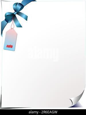 Page with blue bow and curl corner. Vector 3d illustration Stock Vector ...