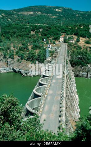 Dam and Omodeo lake, Sardinia, Italy, dam of the Omodeo reservoir ...