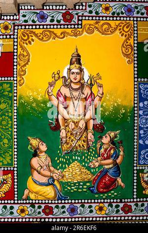 Lord Shiva, murals on a shiva temple ceiling near Pudukkottai, Tamil ...
