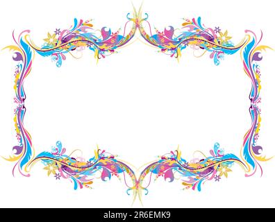 colorful decorative frame with floral design. vector illustration Stock ...