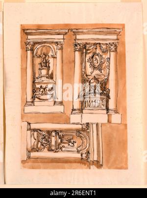 The architectural setting and the scheme of the lower part are ...