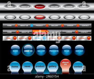 Black menu buttons navigation template Stock Vector Image & Art - Alamy