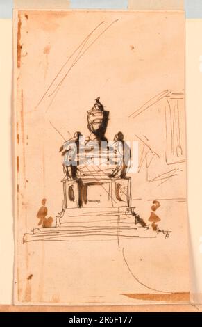 Drawing, Design for an Urn; pen and ink, brush and sepia, watercolor on ...