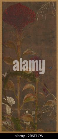 Coxcombs, maize and morning-glories. Origin: Japan. Date: 1568-1615 ...