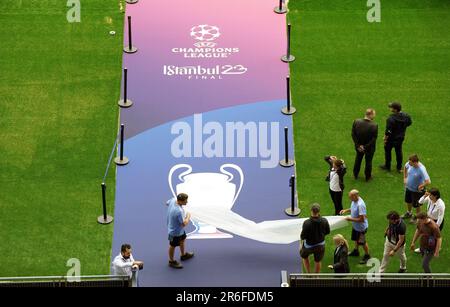 Final preparations are made at the Ataturk Olympic Stadium, Istanbul ...