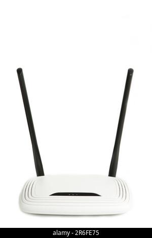 Wireless Wi-Fi router isolated on white background. wifi technology ...