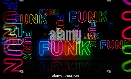 Funk music neon symbol. Funky entertainment retro style light color ...