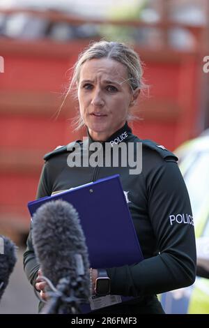 PSNI Superintendent Gillian Kearney speaks during a press conference as ...