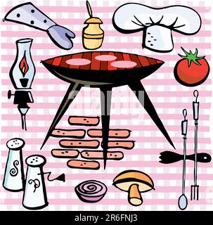 family doing outdoor grilling vector illustration cartoon Stock Vector ...