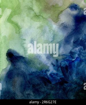 Watercolor watery light blue background painting. Hand painted ...