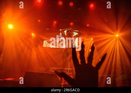 Aranea Peel of Grausame Töchter band performs on stage during the Wave ...