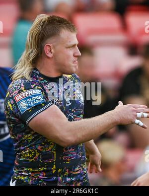 Brad Fash #13 of Hull FC applauds the fans at the end of the Betfred ...