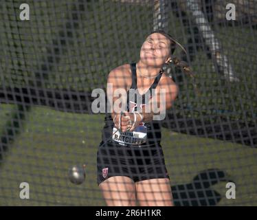 Hammer thrower STEPHANIE RATCLIFFE of Harvard wins the final event in ...