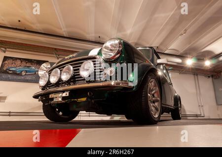 ROMANSHORN, SWITZERLAND - JUNE 4, 2023: Old Mini Cooper in a private ...