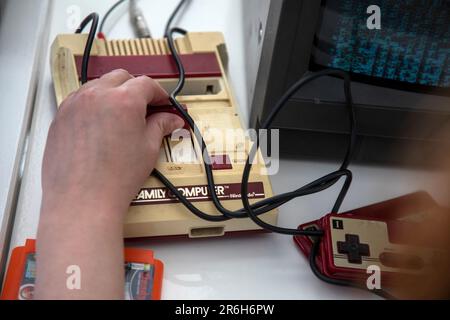 A view of a Nintendo Entertainment System console (NES Stock Photo - Alamy
