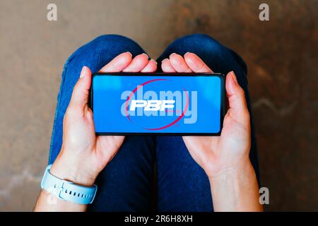 In this photo illustration, the PBF Energy Inc. logo is displayed on a ...