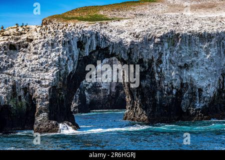 Views of Arch Rock on Anacapa Island from a boat in Channel Islands ...