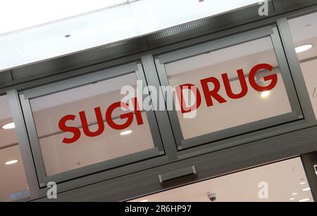 The logo of SUGI PHARMACY is seen in Shinjuku Ward, Tokyo on June 15 ...
