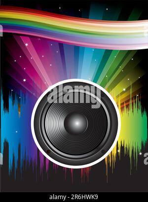 Rainbow Disco Background with speaker and stars Stock Vector Image ...