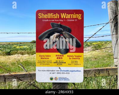 sign warning about unsafe to eat shellfish from beaches at Kingston ...