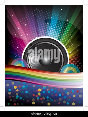 Rainbow Disco Background with speaker and stars Stock Vector Image ...
