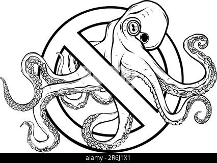 No Octopus Symbol Isolated on White Background. Underwater Animal ...