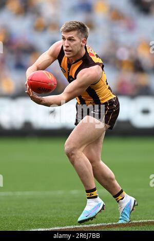 Melbourne, Australia. 10th June, 2023. Oscar McInerney of the Lions ...