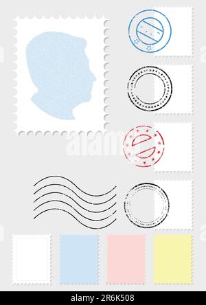 Vector set of different stamps. All objects and details are isolated ...
