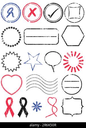 Vector set of different stamps. All objects and details are isolated ...