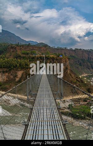 Hanging Bridge of Pokhara over the Bhalam River, Pokhara, Nepal, Asia ...