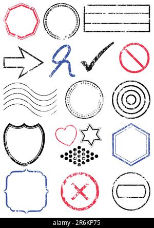 Vector set of different stamps. All objects and details are isolated ...