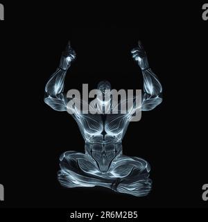 bodybuilder muscle maps is sitting down and holding a white sign in ...